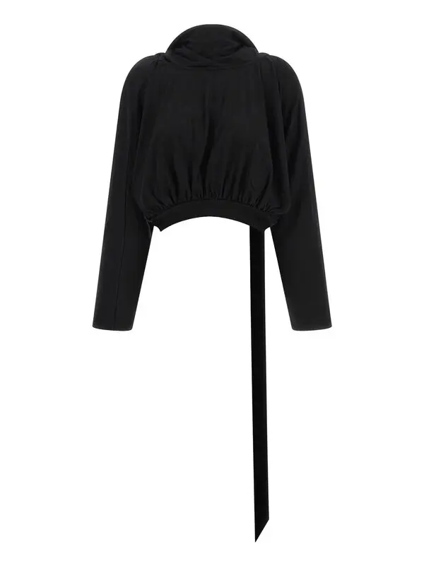 Rick Owens Cropped Hooded Top - Black