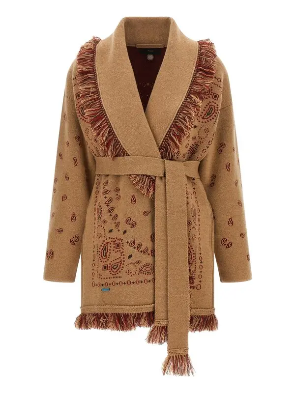 Alanui Bandana Jacquard Cashmere Cardigan - Beige