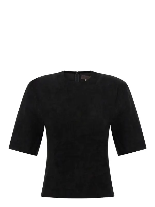 Stouls Suede Short-sleeve Top - Black