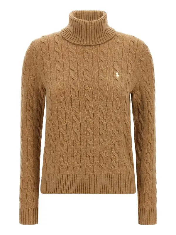 Polo Ralph Lauren Braided Turtleneck Sweater - Beige