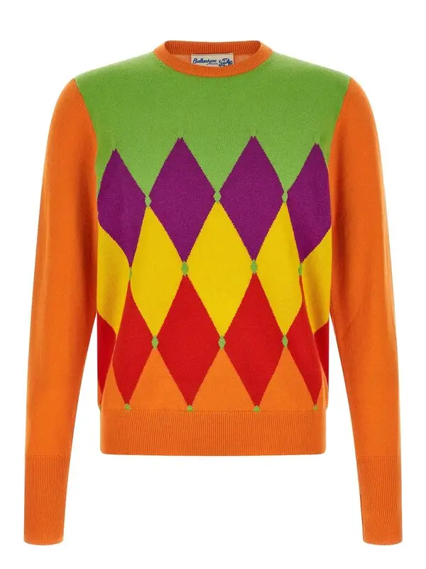 BALLANTYNE Classic Diamond Cashmere Sweater - Orange