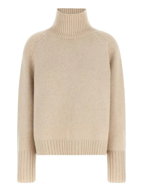 BE YOU Cashmere Turtleneck Sweater - Beige