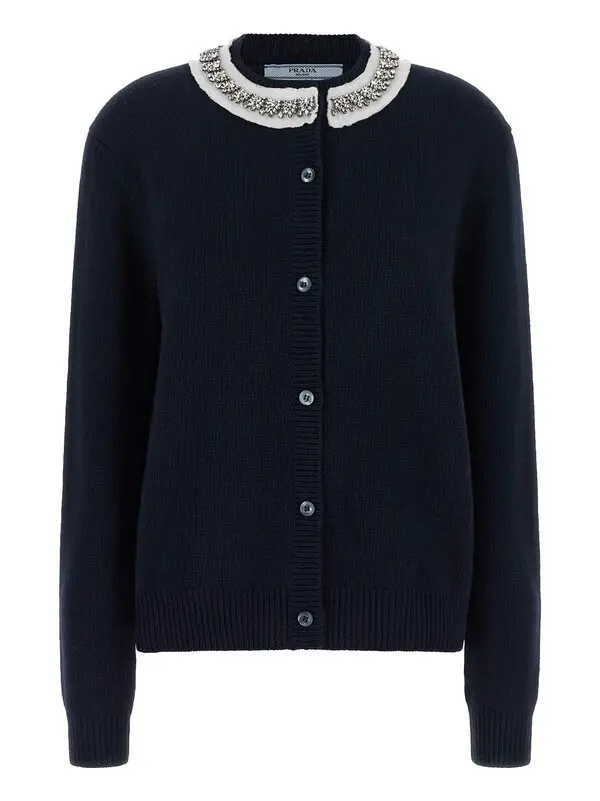 Prada Jewel Collar Cardigan - Blue