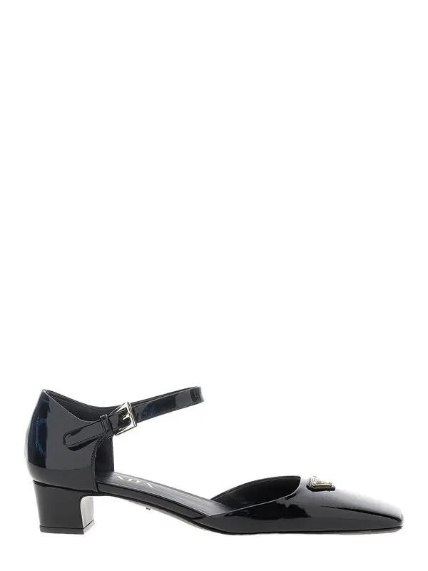 Prada Logo Patent Pumps - Black