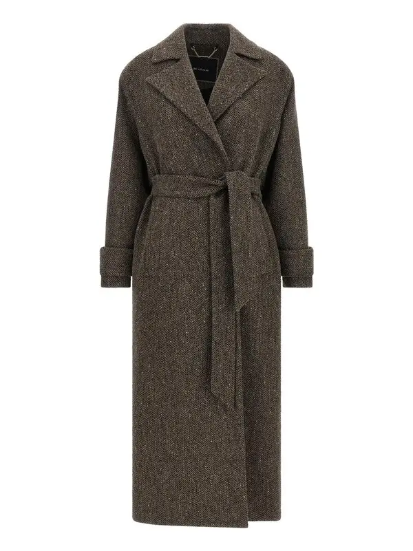 Kiton Chevron Wool Overcoat - Brown