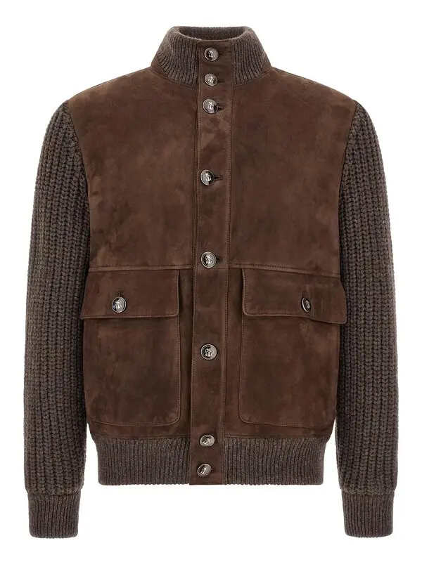 Brunello Cucinelli Suede Insert Jacket - Brown
