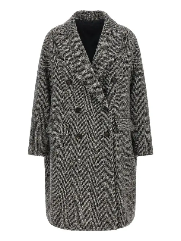 Brunello Cucinelli Chevron Overcoat - Gray