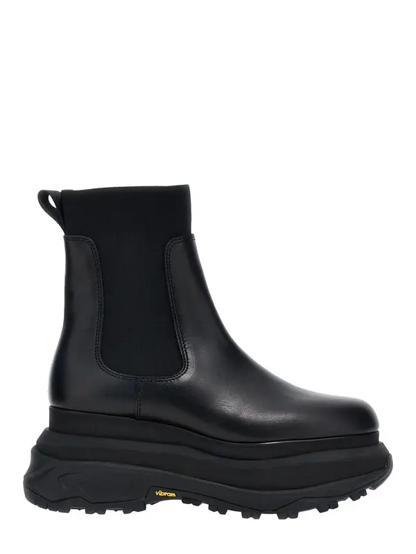 Sacai Chelsea Leather Ankle Boots - Black
