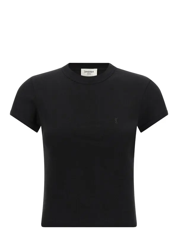 Saint Laurent Cassandre Cotton T-shirt - Black