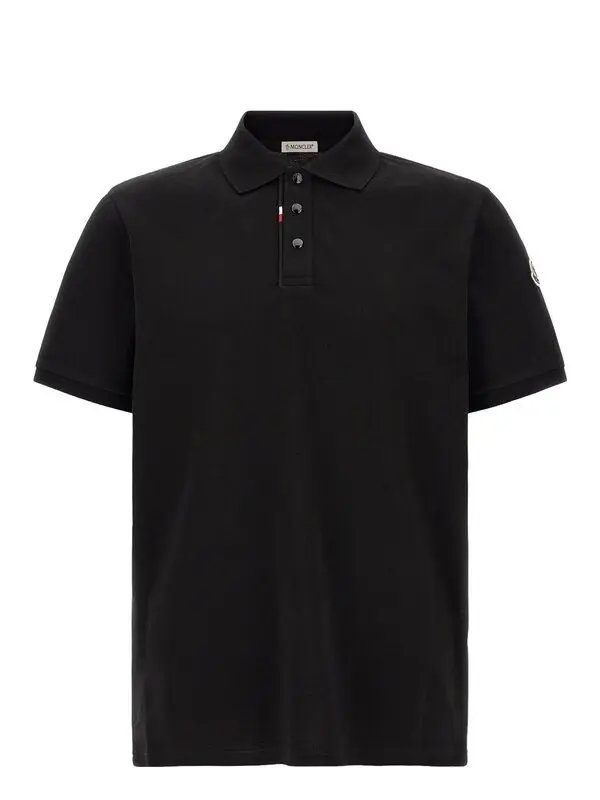 Moncler Tricolor Detail Polo Shirt - Black
