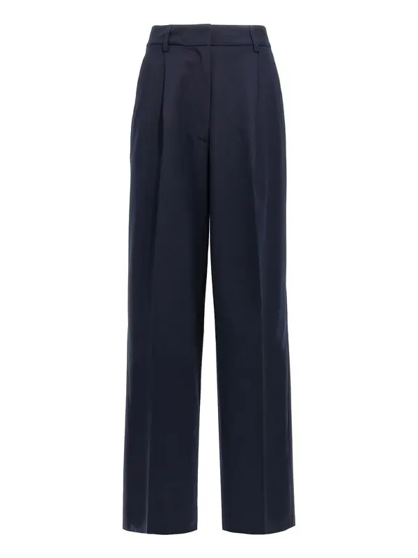 THE LATEST Axel Wool Blend Wide Leg Trousers - Blue