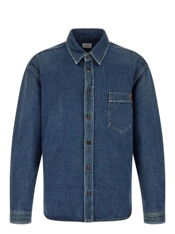 Saint Laurent Cassandre' Denim Shirt - Blue