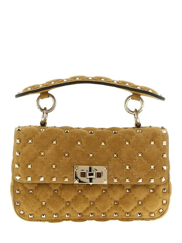 Valentino Garavani Rockstud Spike Small Shoulder Bag - Beige