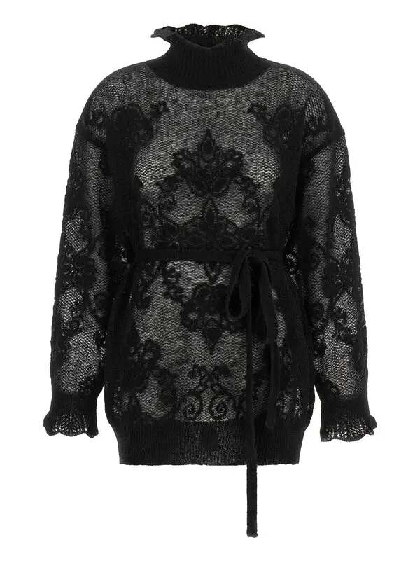 Twin-set Jacquard Yarn Sweater - Black