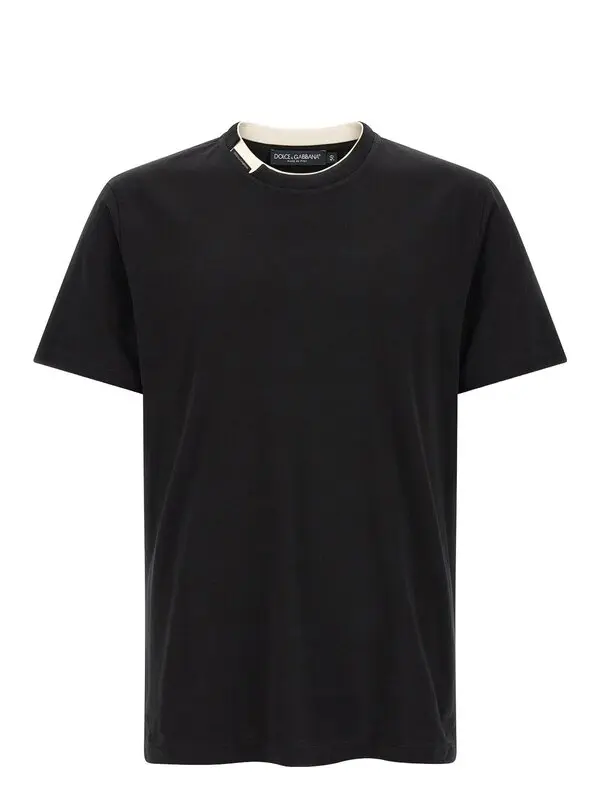 Dolce & Gabbana Double-layer Collar T-shirt - Black