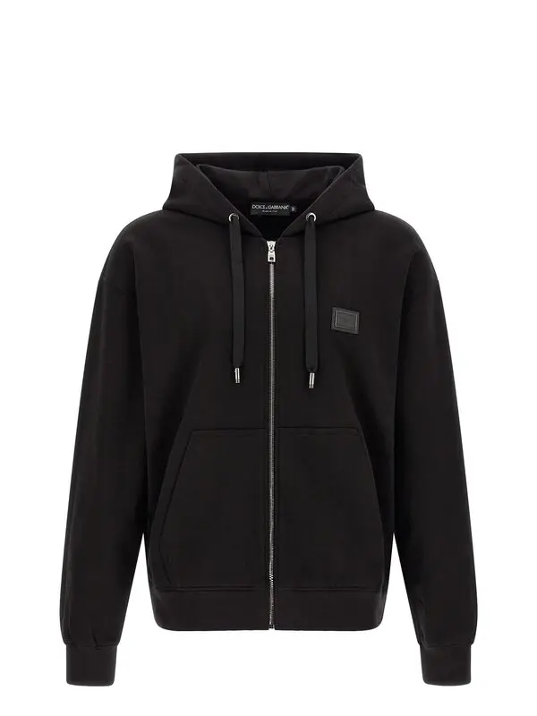 Dolce & Gabbana Logo Plaque Hoodie - Black