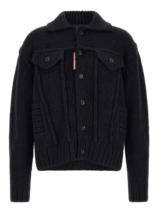 Dsquared2 Logo Patch Cardigan - Blue