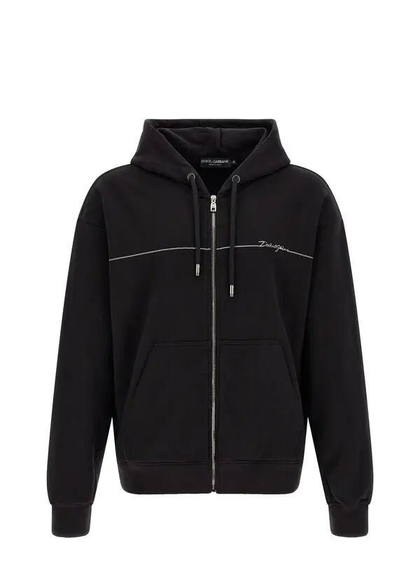 Dolce & Gabbana Logo Embroidery Hoodie - Black