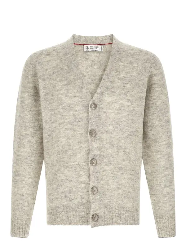 Brunello Cucinelli Cardigan With Metal Buttons - Gray