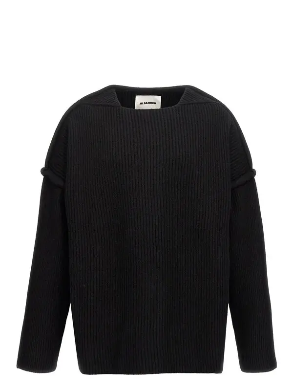 JIL SANDER Geometric Neckline Sweater - Black