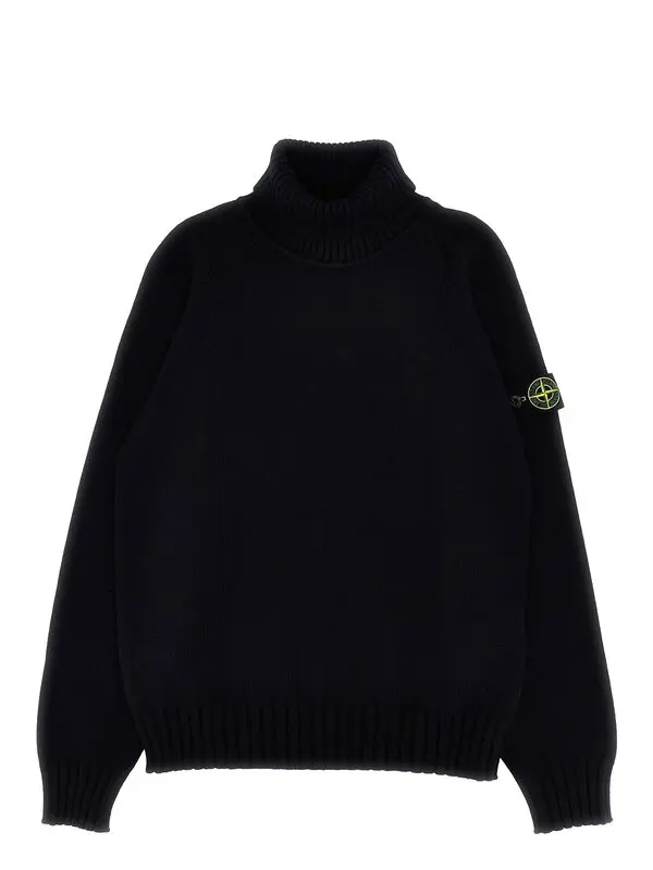 Stone Island Logo Badge Sweater - Blue
