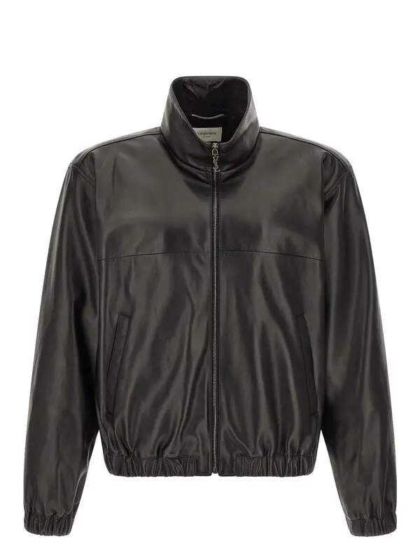 Saint Laurent Cassandre Leather Jacket - Black