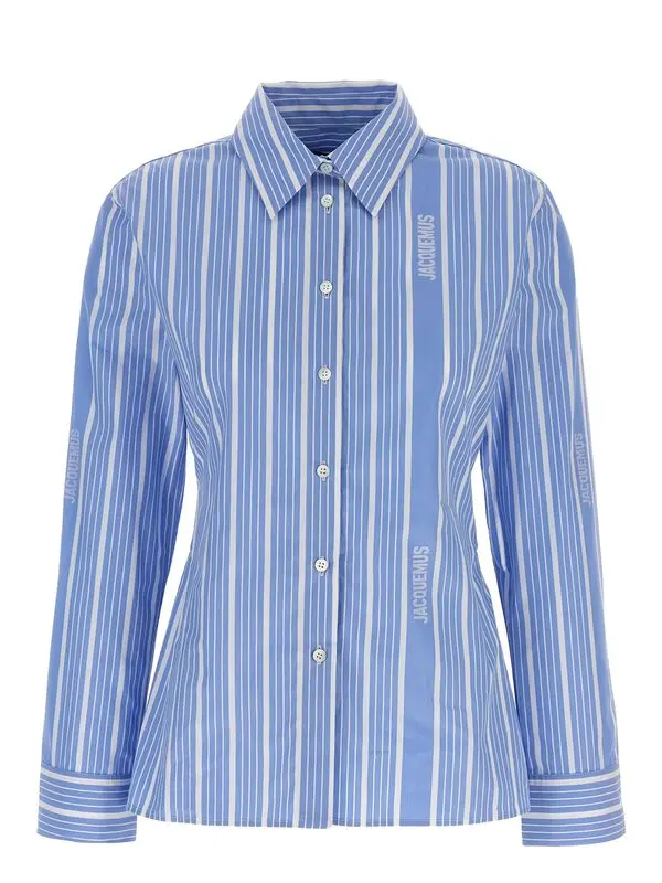 Jacquemus Striped Cotton Poplin Shirt - Light Blue