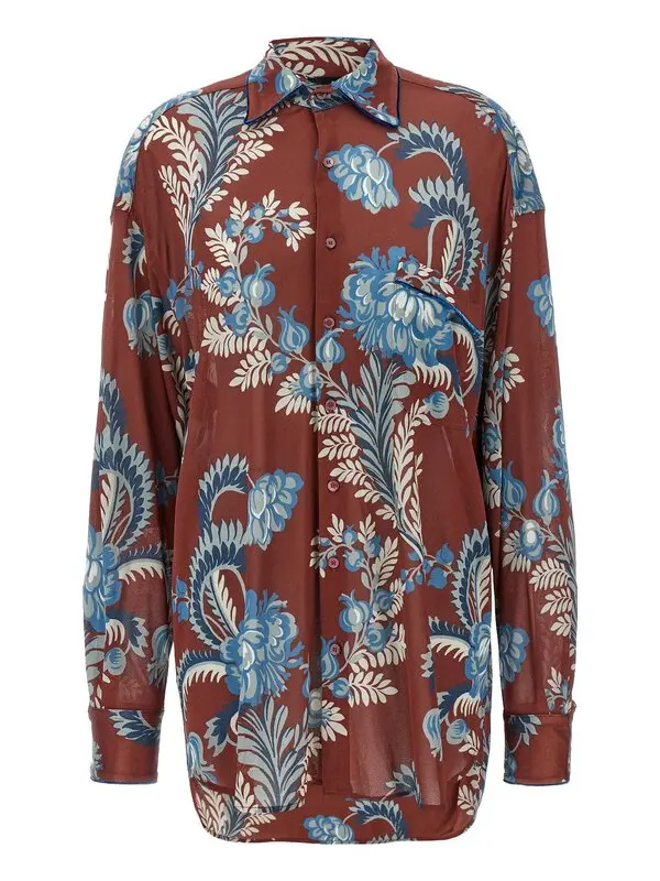 Etro Floral Foliage Crepe Jersey Shirt - Multi