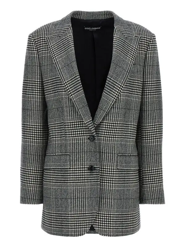 Dolce & Gabbana Pied De Poule Cashmere Blend Blazer - White/black