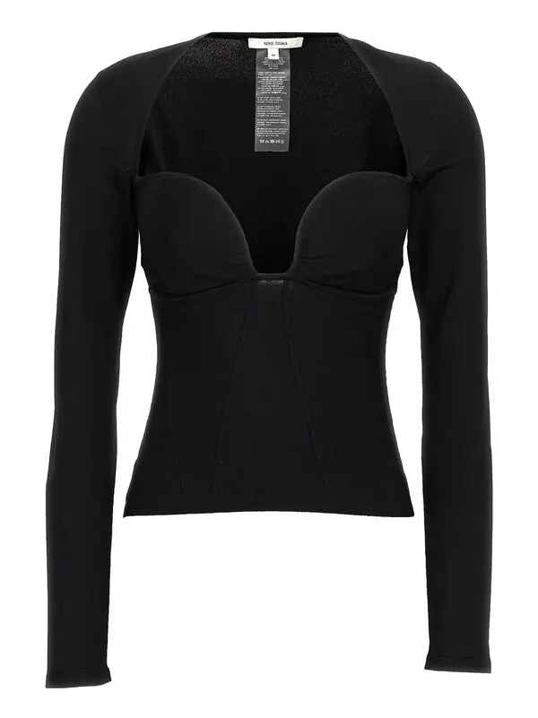 NENSI DOJAKA Bustier Stretch Knit Top - Black