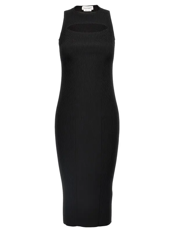 Alexander McQueen Ribbed Knit Dress - Black