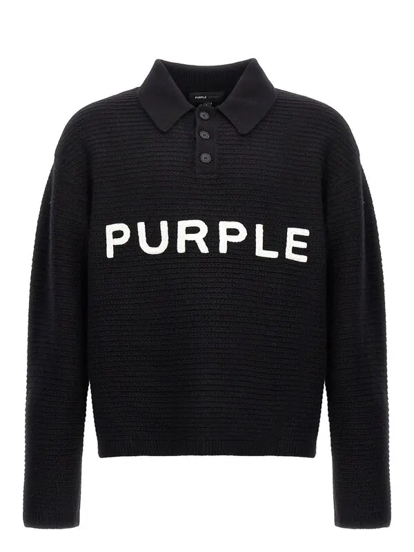 PURPLE BRAND Logo Embroidery Sweater - Black