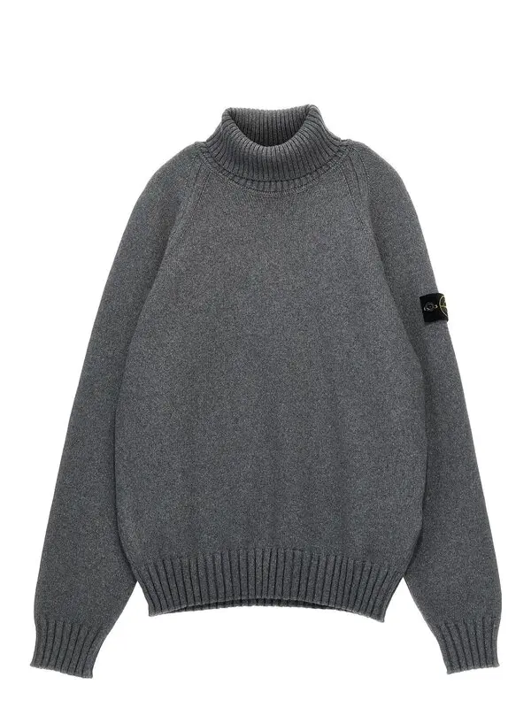 Stone Island Logo Badge Sweater - Gray