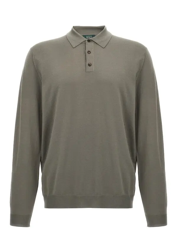 ZANONE Wool Polo Shirt - Gray
