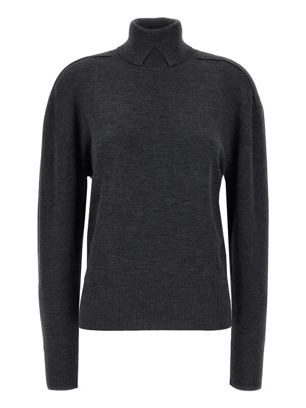 Burberry High Neck Wool Sweater - Gray