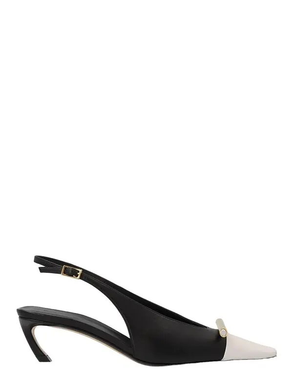 LANVIN Bico Leather Slingbacks - White/black