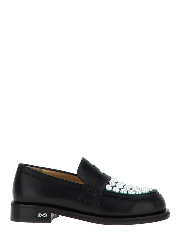 Mach & Mach Sirene Leather Loafers - White/black