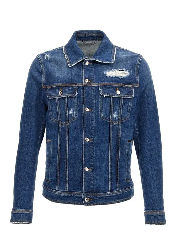 Dolce & Gabbana Distressed Denim Jacket - Blue