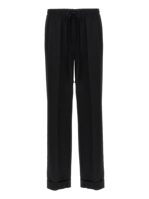 Dolce & Gabbana Contrast Piping Wool Trousers - Black