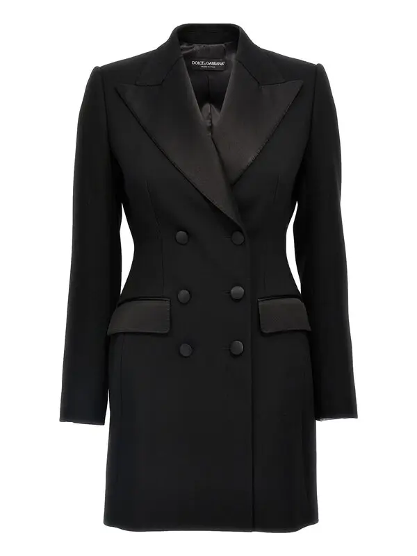 Dolce & Gabbana Stretch Wool Tuxedo Blazer - Black