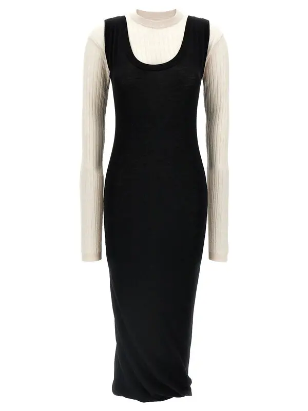 Marni Multi-layered Wool Dress - White/black