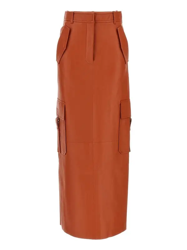 Zimmermann Leather Midi Skirt - Orange