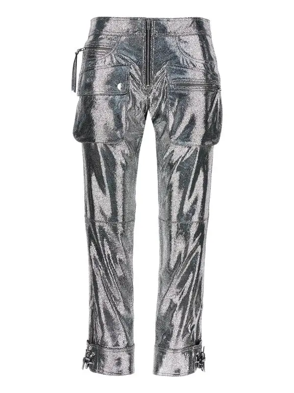 Isabel Marant Étoile Crinkle Leather Trousers - Silver