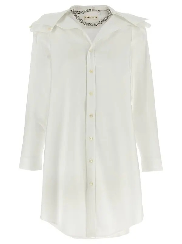 Y/project Cotton Oxford Chemisier Dress - White