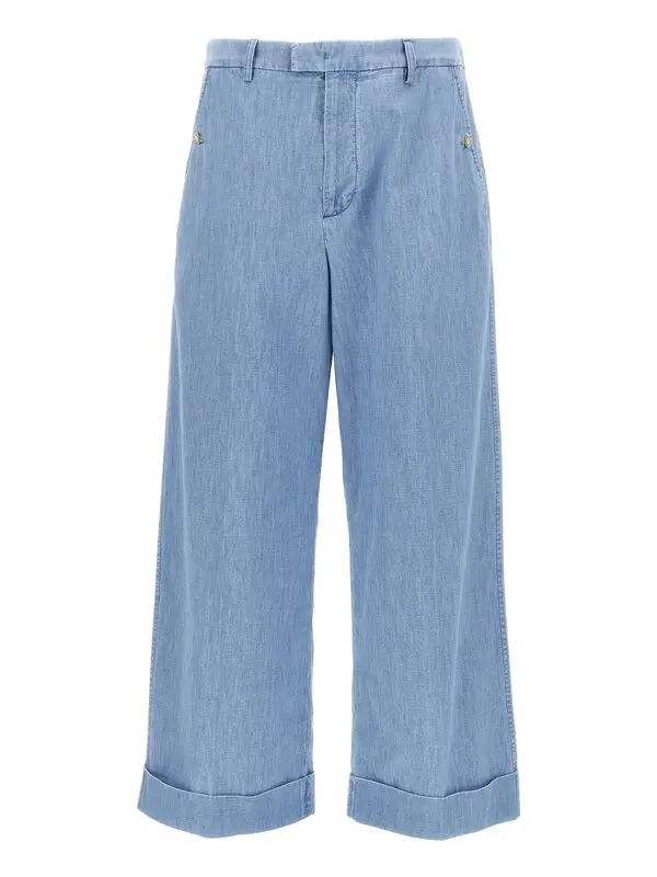 Valentino Garavani Turn-up Cotton Denim Jeans - Blue