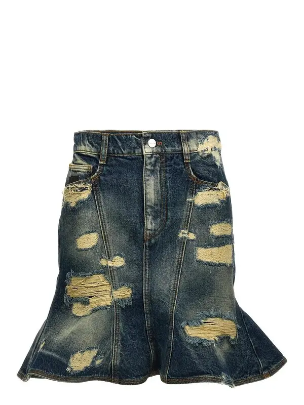 Marc Jacobs Rip And Repair Straight Denim Skirt - Blue