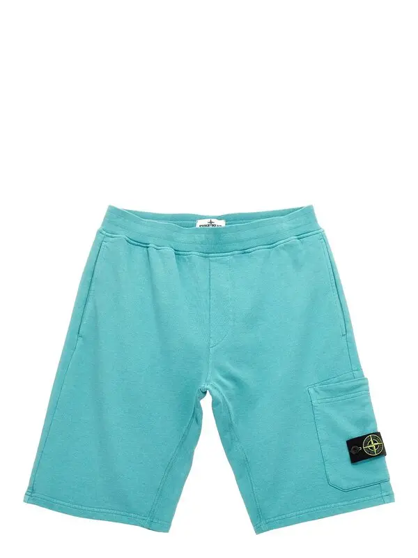 Stone Island Cargo Badge Logo Bermuda Shorts - Light Blue