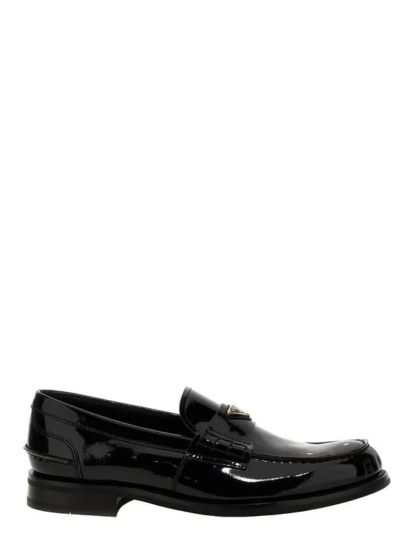 Prada Logo Patent Leather Loafer - Black