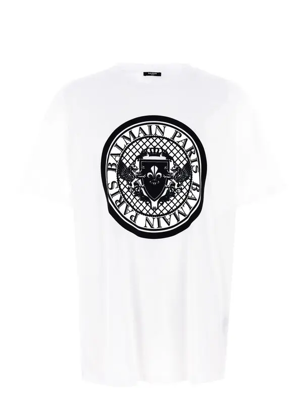 Balmain Velvet Logo T-shirt - White/black