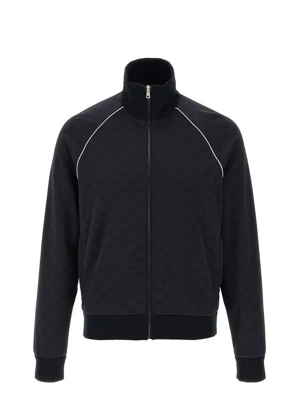 Gucci Gg Jacquard Tech Cotton Nylon And Jersey Blend Sweatshirt - Blue